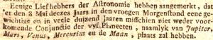 ‘Philosofische bedenkingen over de conjunctie van de planeten ...